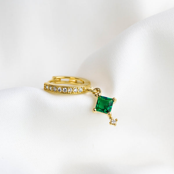 Cubic Emerald Sparkling Hoop Earring - Primrose Jewellery